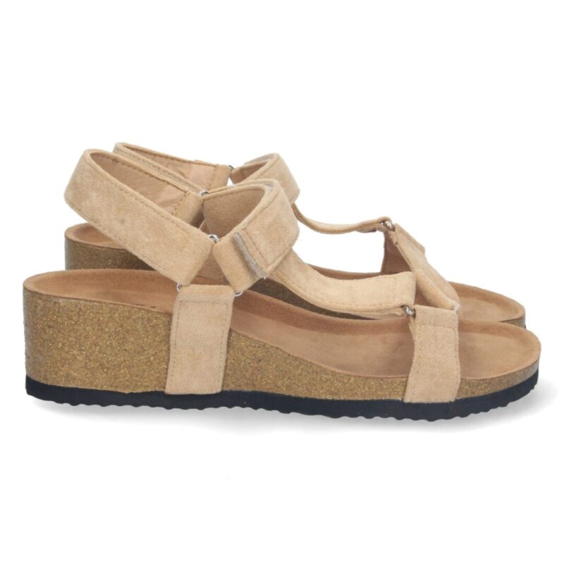 Sandalia cuña anatómica velcro taupe - 10y20 Only Woman